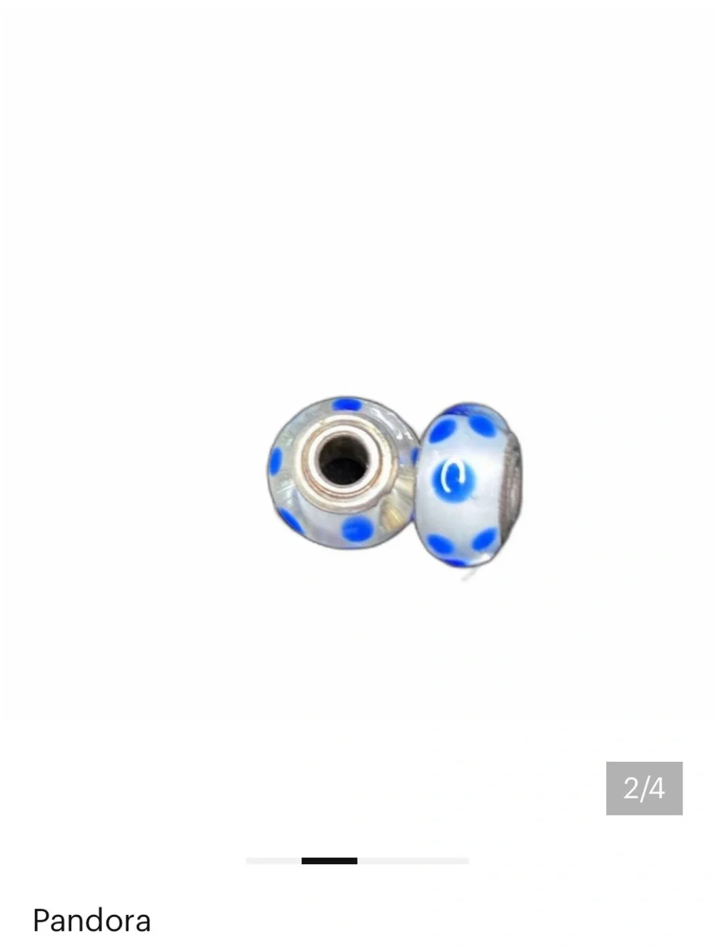 Unsure | Jewelry | Pandora Clear Glass Bead With Bright Blue Polka Dots ...